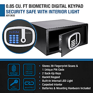BARSKA AX13632 Digital Keypad Biometric Fingerprint Security Safe 0.85 Cubic Ft