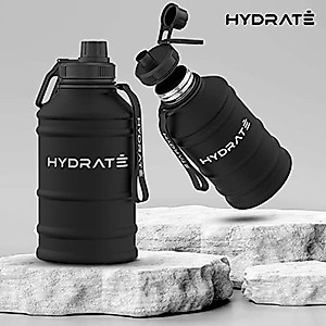 HYDRATE 74 Oz Stainless Steel Water Bottle - BPA Free Metal Water Bottle for Gym, Exercise - Water Jug with Convenient Nylon Carrying Strap and Leak-Proof Screw Cap Water Bottles for Men, Women, Adult