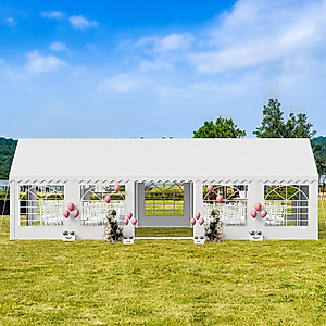 YITAHOME 16x32FT Party Tent Heavy Duty PVC Wedding Event Shelters White Upgraded Galvanized Ripple Canopy with Large Roof Removable Sidewalls & 3 Storage Bags 600D Oxford Commercial
