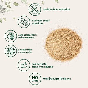 Micro Ingredients Golden Monk Fruit Sweetener Allulose, 2 lbs | No Erythritol, No Aftertaste, 1:1 Brown Sugar Substitute | Zero Calorie, Great for Drinks, Coffee, Tea, Cookies | Keto, Vegan, Non-GMO