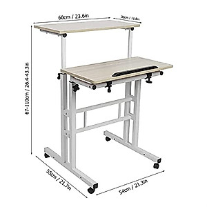 Home Office Desks PC Table Removable Adjustable Laptop Desk Foldable Learning Writing Desk with Double Desktop Home Office Workstation with Wheels Bedside Table Sofa Table Writing Work Desk ( Color :