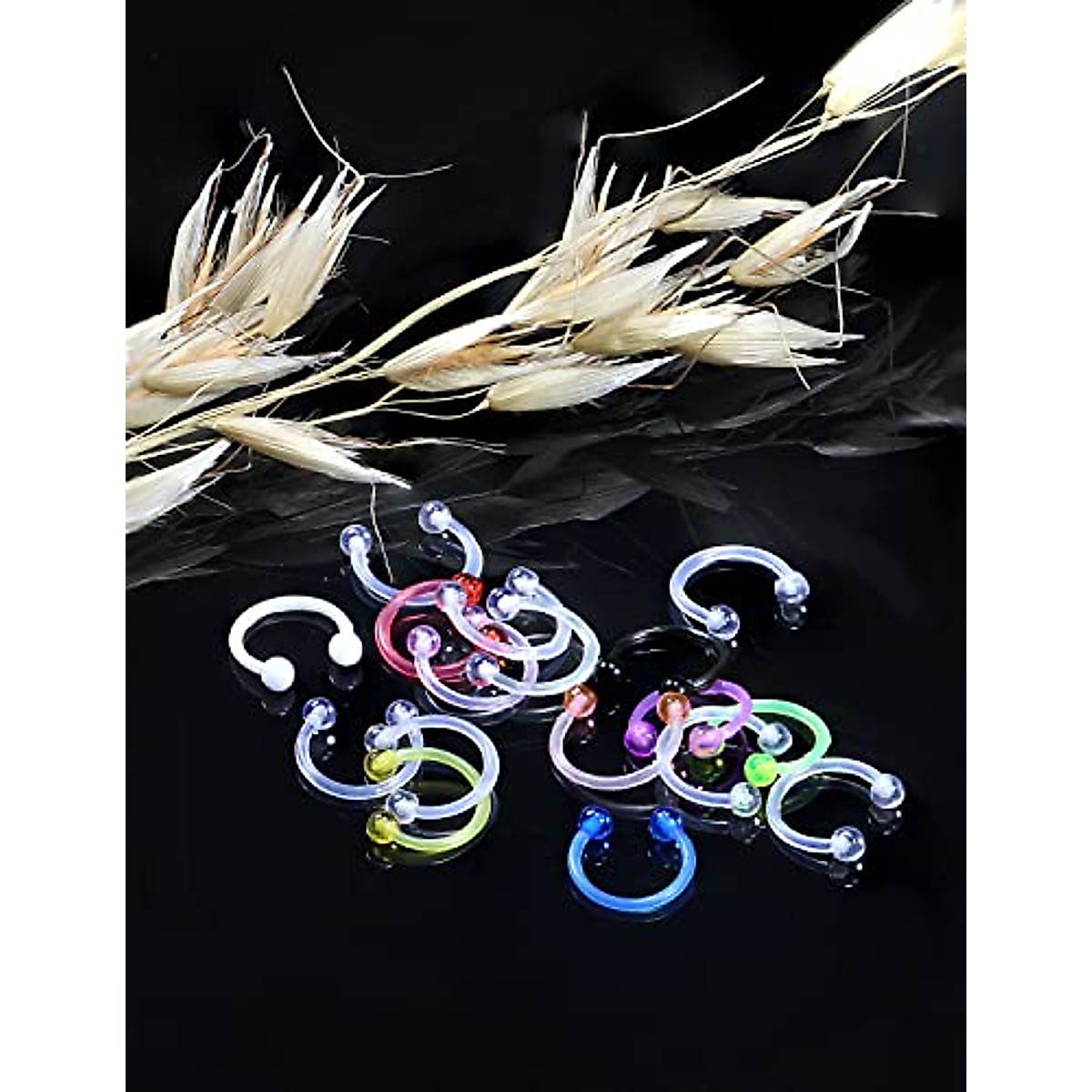 Yaalozei 16G Clear Plastic Lip Ring Hoop Nose Septum Eyebrow Ring Flexible Silicone Cartilage Tragus Helix Rook Daith Guages Earring Smiley Piercing Jewelry Retainer Surgery Sport Work Women Men 10mm