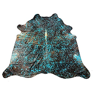 Deluxe Cowhides - Cowhide Area Rug - Turquoise Cowhide Approx 8X7 feet or 244X213cm