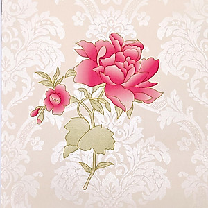 SimpleLife4U Pink Peony Furniture Protect Paper Removable Vinyl Damask Shelf Drawer Liner 17.7 Inches by 9.8 Feet