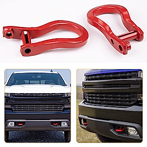 JDMON Compatible with Front Bumper Tow Hook Chevy Silverado 1500 Chevy Silverado 1500 2019 2020 2021 2022 Replaces 84280202 2Pcs (Red)