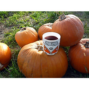 BRISA VW Collection - Volkswagen Large Ceramic Coffee-Tea-Cappuccino Mug Cup in T1 Bus Design (370 ml/12.5 fl oz/Bus Front) (Orange)