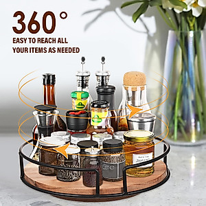 Lazy Susan Organizer, HYMENEX Lazy Susan Turntable for Cabinet Lazy Susan for Table 10-inch Lazy Susan Organizer for Cabinet Wooden Lazy Susan for Spice Fridge Pantry Countertop, 360 Degree Turntable