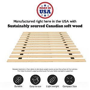 Greaton, 0.68-Inch Heavy Duty Horizontal Wooden Bunkie Board/Bed Slats, Enhance Mattress Support, Twin(39"), Beige