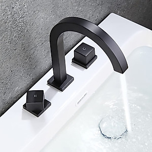 POP SANITARYWARE 2-Handle 8 Inch Matte Black Widespread Bathroom Faucet 3 Hole Bathroom Sink Faucets Lavatory Vanity Basin Faucets