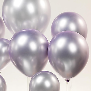 kozee Double-Stuffed Chrome light purple Balloons different sizes 60pcs 12/10/5 inch 2-layers pearl lilac balloon Garland kit For Birthday baby shower anniversary decorations Chrome Lilac