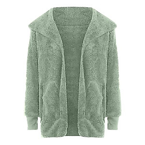Ceboyel Womens Fleece Teddy Coats 2023 Trendy Hooded Winter Jacket Shaggy Faux Sherpa Cardigans Fashion Warm Clothessherpa Jacket Mint Green L