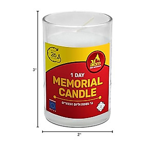 Ner Mitzvah Yahrzeit Memorial Candles - 1 Day Yahrzeit Candle - Yartzeit Candles 24 Hour Yom Kippur Jewish Candles in Glass Tumbler - 3 Pack
