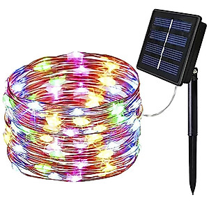 Solar Light String, Solar Copper Wire Light String 33 Feet 100 Led Small Lights, 8 Switching Modes, Starry Sky Outdoor Waterproof, Suitable for Home, Garden, Terrace, Wedding and Party