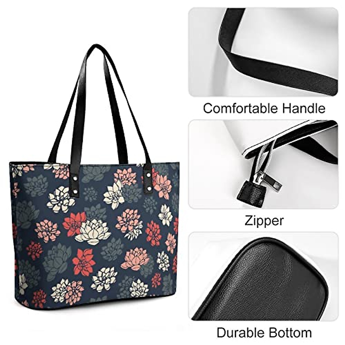 Womens Handbag Flowers Leather Tote Bag Top Handle Satchel Bags For Lady