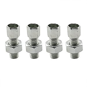 PZRT 4pcs Brake Caliper Barrel Adjusters 6mm Bicycle Brake Parts Silver Barrel Adjuster Bolt with Locknut