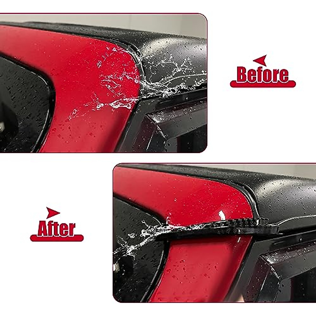 X AUTOHAUX Pair ABS Car Roof Hardtop Water Rain Gutter Extension Rain Drip Rail Slot Diverter Exterior Accessories Deflector for Jeep Wrangler JL 2018-2021 Black