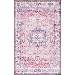 SAFAVIEH Tucson Collection Area Rug - 5' x 8', Rust & Beige, Persian Design, Non-Shedding Machine Washable & Slip Resistant Ideal for High Traffic Areas in Living Room, Bedroom (TSN163P)