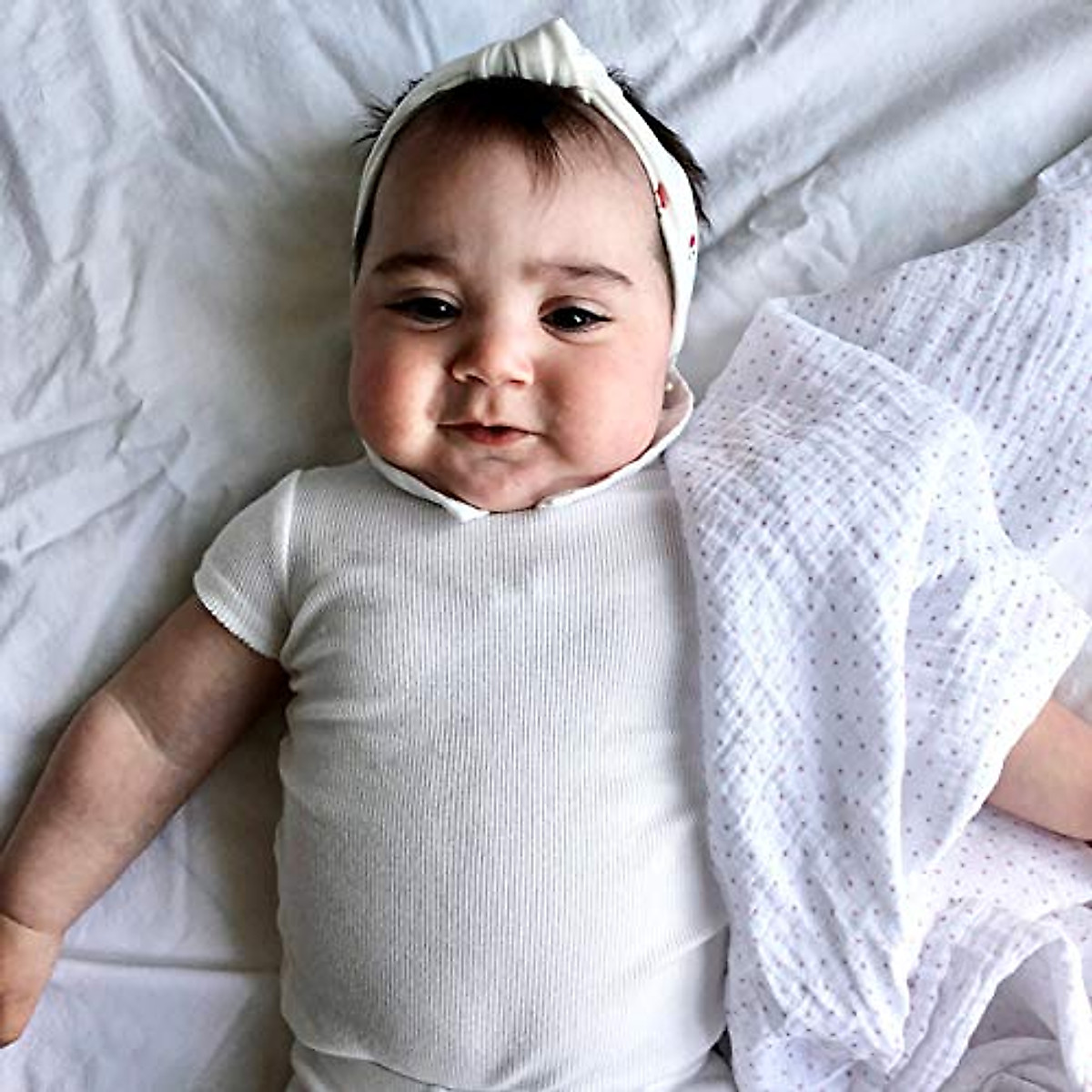 Ely's & Co. Cotton Muslin Swaddle Blanket 1-Pack — 100% Cotton Muslin Extra-Large Swaddle Blankets (47” x 47”) Printed (Pink Pin Dot)