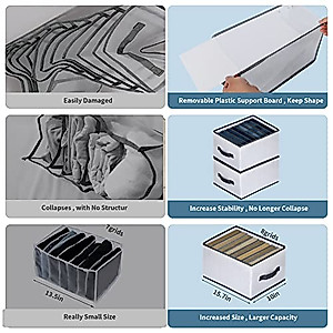 4 Pack Drawer Closet Organizers storage for Clothing,Underwear Drawer Organizer Clothes,Clothes Organizer for Folded Clothes,PP Plate PVC Nylon Foldable Wardrobe Clothes Organizer for Jeans(8Grids)