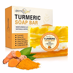 DERMAXGEN Organic Turmeric Soap Bar | Pure Natural Handcrafted Skincare, Face & Body Cleanser | Blemish Control, Reduce Acne, Evens Tone, Fades Scars, Sun Damage, Age Spots - 3.5 Oz