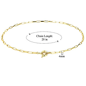 BOUTIQUELOVIN 14K Gold Plated Oval Link Chain Necklace for Women | 20 inches Paperclip Necklace | Gold Layered Necklaces