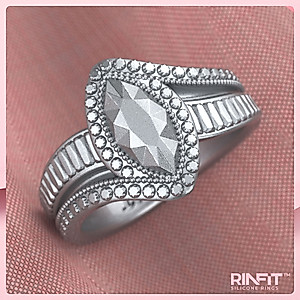 Rinfit Silicone Rings for Women - Engagement or Promise Ring & Stackable Set - Womens Rubber Wedding Rings & Silicone Wedding Bands - Patented Design - Black - Size 6