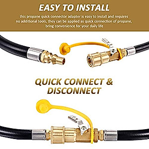 1/4 Inch RV Propane Quick Connector Adapter Full Flow Plug Brass Shutoff Valve for Propane Hose Natural Gas Accessories, Brass Pipe Fitting, Coupling, 1/4 x 1/4 Inch Female Pipe