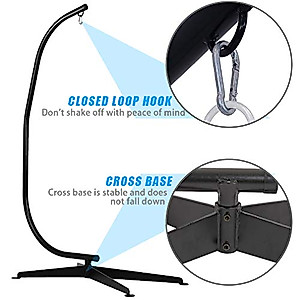 BMS Hanging Hammock Stands Hammock Chair Stands,C Stand Outdoor Solid Steel Heavy Duty Stand Only Construction for Hanging Hammock Air Porch Swing Chair Indoor（Without Hammock ）, Black