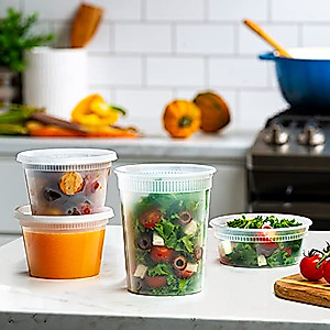 [48 Sets - Combo] Plastic Deli Containers With Airtight Lids - 8 oz, 16 oz, 32 oz. - Food Storage/Soup Containers…
