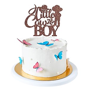 Brown Glitter Little Cowboy Cake Topper, Mexican Themed Cowboy Birthday Party Decorations, Western Baby Shower Party Decorations
