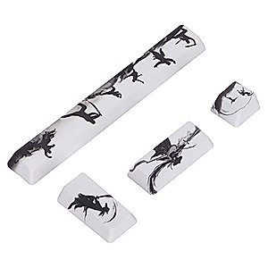 4Pcs Custom Keycaps, Space, ESC, Enter and Numpad Enter Keys Comfortable Feel Color Lasting Cartoon Pattern DIY PTB Keycaps for DIY Mechanical Keyboards（Knight ）