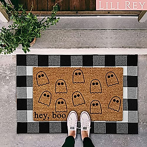 LILI REY Buffalo Plaid Rug - 28"x44" Premium Black and White Checkered Rug, Buffalo Plaid Outdoor Rug, Front Porch Rugs, Buffalo Check Rug Outdoor, Black and White Outdoor Rug, Plaid Door mat