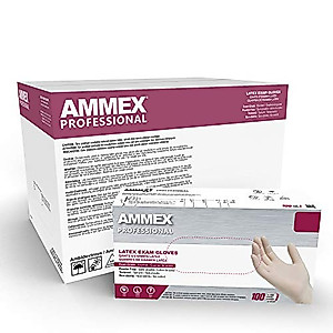 AMMEX White Latex Disposable Exam Gloves, 4 Mil, Powder-Free, Food-Safe, Lightly-Textured, Non-Sterile, Large, Case of 1000