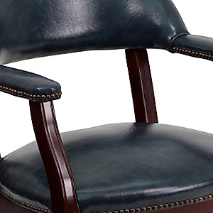 Flash Furniture Sarah Navy Vinyl Luxurious Conference Chair with Accent Nail Trim and Casters