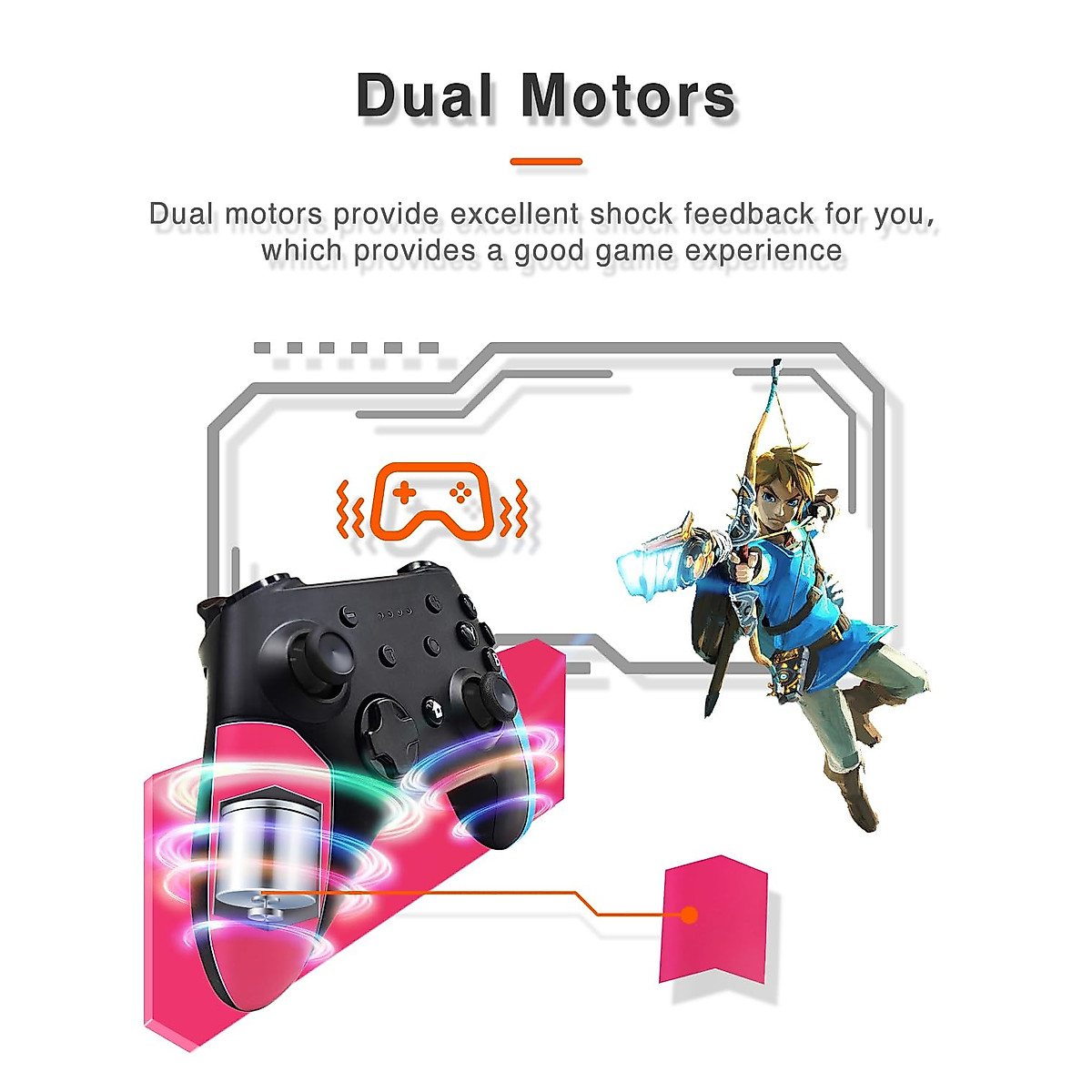 Wireless Switch Pro Controller for Nintendo Switch with Adjustable Turbo Function,Dual Vibration Function,Gyro 6-Axis and High Battery Life. Remote Gamepad Joystick for Switch Console, Red&Blue
