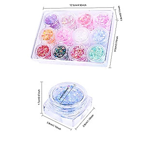 Ownest 12 Colors Holographic Chunky Glitter Gel Set, Christmas Party Makeup Face Body Eye Lips Hair Nail Cosmetic Festival Chunky Glitter Eyeshadow, Mixable, No Need Glue