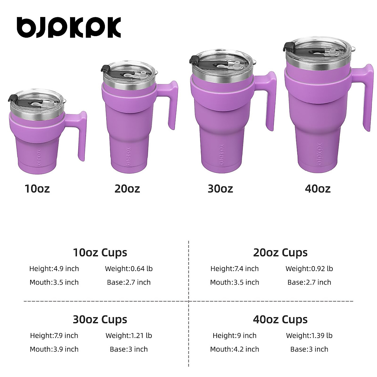 BJPKPK Tumbler With Handle 20oz Stainless Steel Insulated Tumbler With Lid And Straw For Water Or Ice Coffee,Lavender