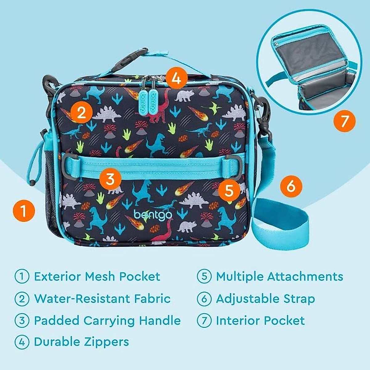 Bentgo® Kids Lunch Bag Set Water Bottle - New & Improved 2023 (Dinosaur)