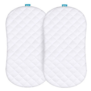 Waterproof Bassinet Mattress Pad Cover Compatible with Halo Bassinet Swivel, Glide, Premiere & Luxe Series Sleeper(18"×30"), 2 Pack, Ultra Soft Viscose Made from Bamboo Terry Surface