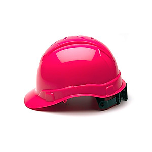 Pyramex Ridgeline Cap Style Hard Hat, 4-Point Ratchet Suspension, Hi-Vis Pink