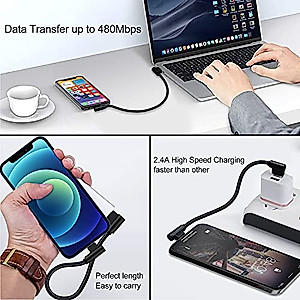 Osecet iPhone Charger 1ft 90 Degree Elbow 5 Pack MFi Certified Right Angle Lightning Cable 1 Foot Braided iPhone Charging Cable for iPhone 13 12 11 Pro X XS XR 8 Plus 7 6 5(Black,1 Feet)