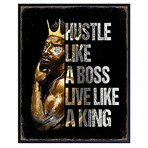 Inspirational African American Wall Art - Motivational Entrepreneur Decor - Positive Quotes Poster Prints - Success Sayings - Encouragement Gifts for Afro Black Men - Home Office - Encouraging Motto