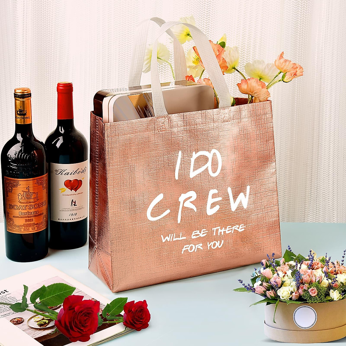 Bride Tribe Bridesmaid Gift Bags 8 Pack Bachelorette Party Bag Bride Tribe Shower Bag Bridal Party Favor Team Bride Foldable Party Favor Gift Bags for Bridesmaid, Wedding, Party