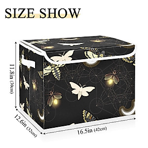 ALAZA Storage Bins Organizer Box Baskets Lidded Clothes for Shelves Closet Death Moth Butterfly Collapsible Stackable Storage Cubes Handles