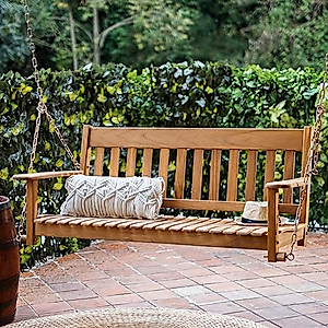 Cambridge Casual Teak Wood Porch Swing, Teak Frame, Bentley