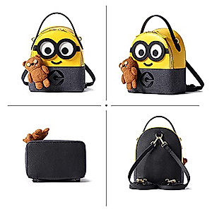 FION x Minions Mini Backpack Cute Leather Backpack Purse Small Handbag Shoulder Bag with Convertible Straps (Bear Minion)