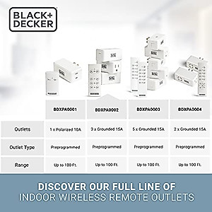 BLACK+DECKER Wireless Remote-Control Outlet, Pack of 3 Outlets, 1 Remote - Premium Light Switches