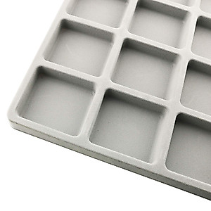 Tegg Bead Box 18 Grids Gray Flocked Bead Beading Jewelry Organizer Tray Container Storage for Bracelet Jewelry Making Design DIY Craft Panel