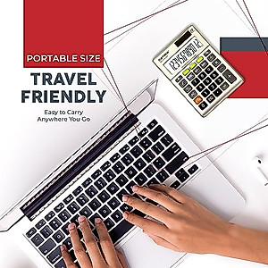 Desktop 12-Digit Business Calculator with Dual Power, Solar and Battery, for Basic, Finance and Tax Calculations, Desk Calculators for School or Office