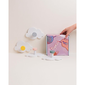 TopKai Cloud-Shaped Wall Hook Set - Cute Wooden Decorative Wall Hooks for Hanging Bags, Clothing, Towels, Hats - Modern Wall Hangers for Nursery, Bathroom, Entryway, Boys & Girls Bedroom - Pack of 4